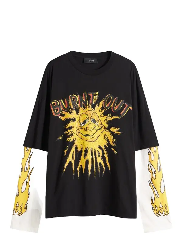 Amiri Burnt Out Double Layer T-shirt - Black