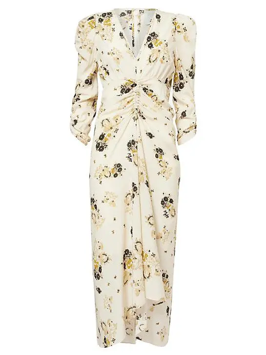 Isabel Marant Étoile Albini Floral-print Silk-blend Midi Dress - Ecru