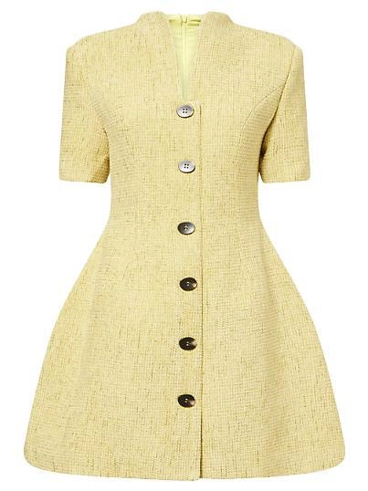 Oddmuse Bouclé Button-through Mini Dress - Chartreuse