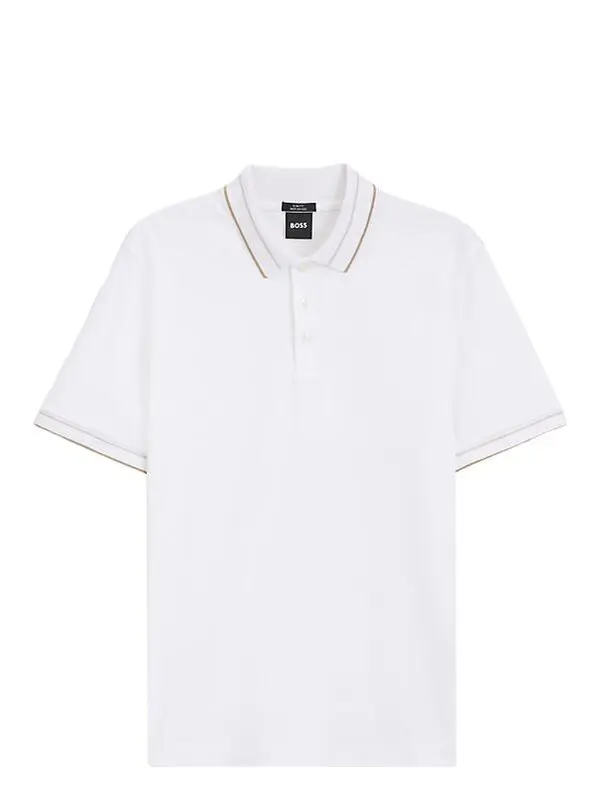 BOSS Contrast-trim Short-sleeve Cotton Polo - 100