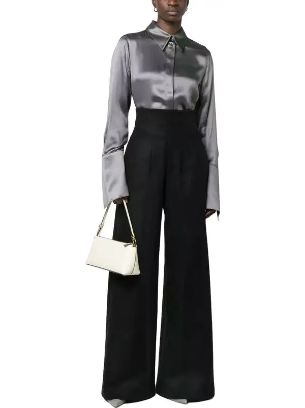 Bite Studios High-waisted Wide Leg Trousers - Black
