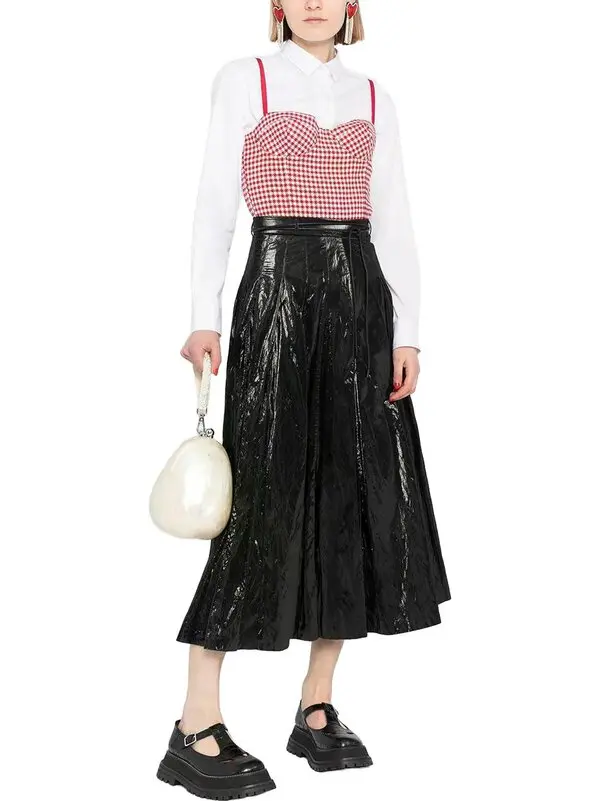 Red Valentino Houndstooth-pattern Bustier Bodysuit - Red