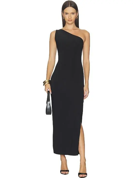 Norma Kamali X Lifestyle One Shoulder Long Dress In . Also - Black