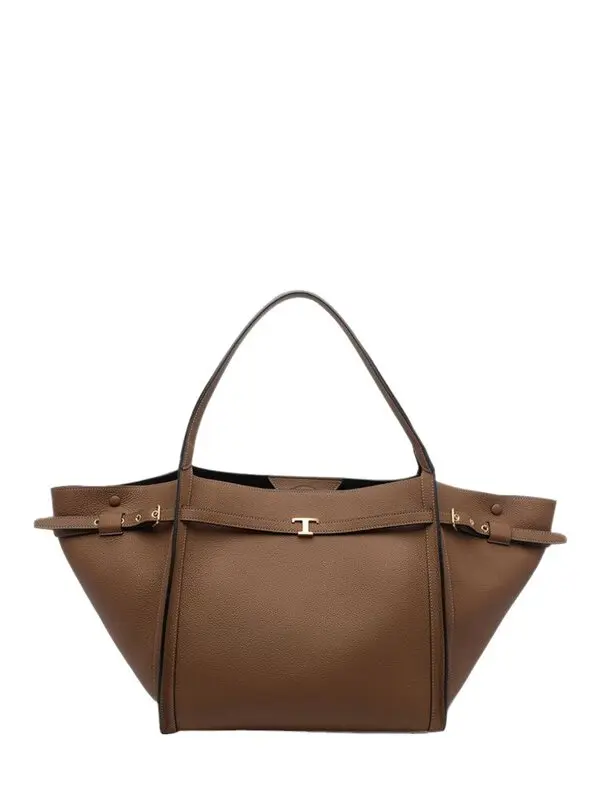 TOD'S T Timeless Medium Leather Tote Bag - Brown