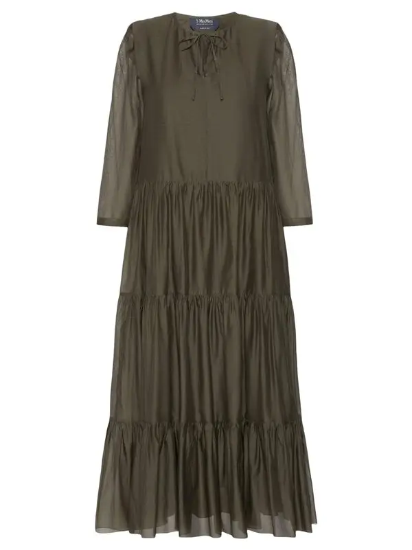 Max Mara Cotton-silk Voile Maxi Dress - Brown
