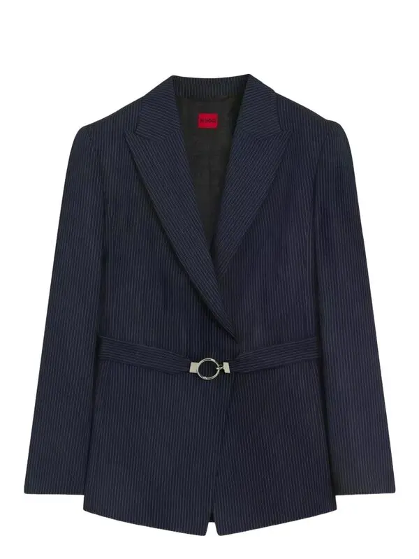 Hugo Pinstripe-print Belted Blazer - Blue