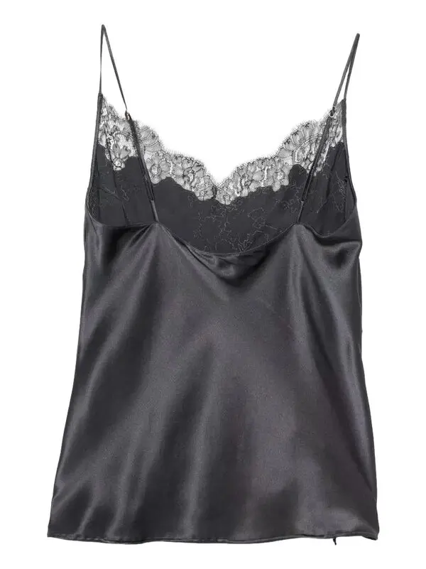 Carine Gilson Lace-trim Satin Camisole - Blue