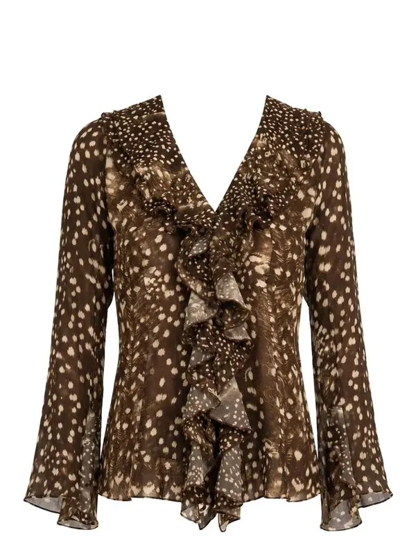 Carmen Says Bambi Noir Animal Print Blouse - Brown