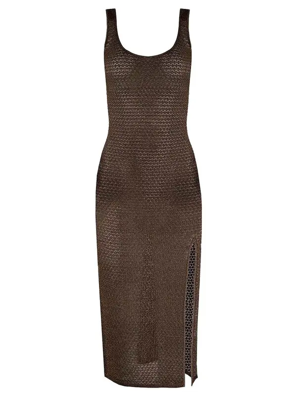 MONARCH Kendall Sleeveless Midi Dress Bronze Metallic - Brown