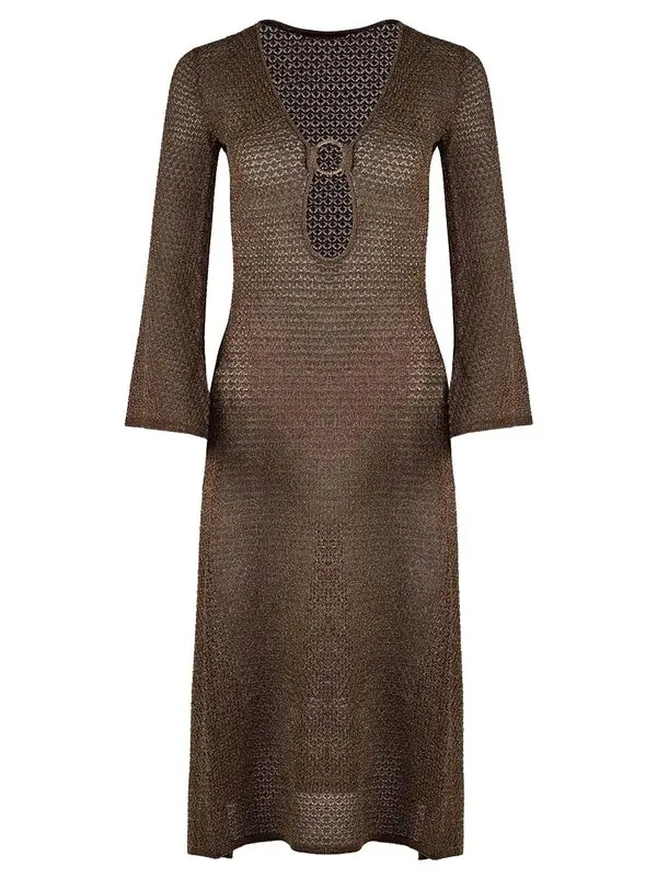 MONARCH Olivia Long Sleeve Maxi Dress Bronze Metallic - Brown