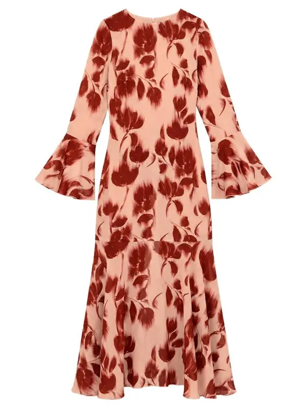 Carmen Says Jester Flower Print Midi Dress - Red