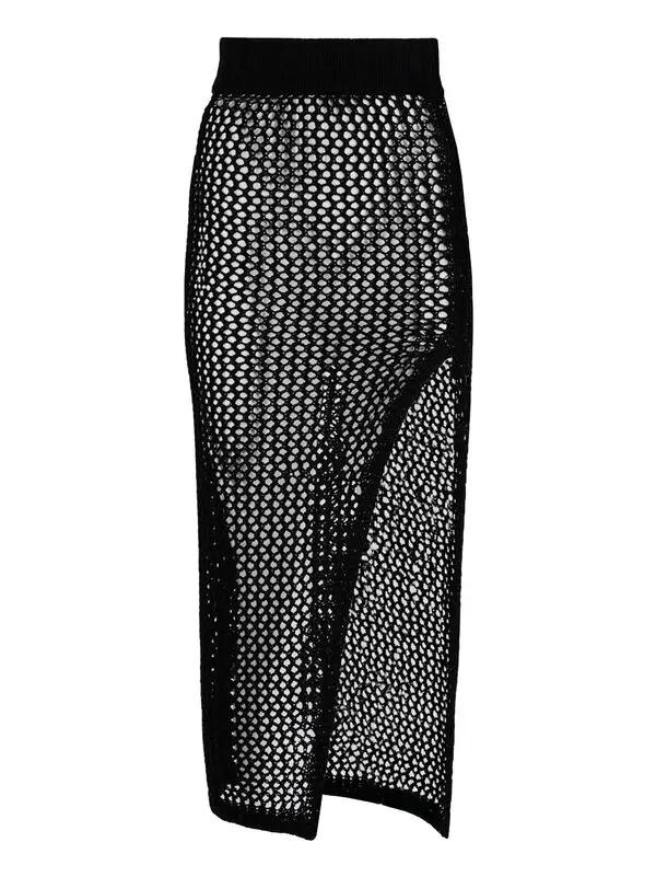 MONARCH Cara Crochet Midi Skirt - Black
