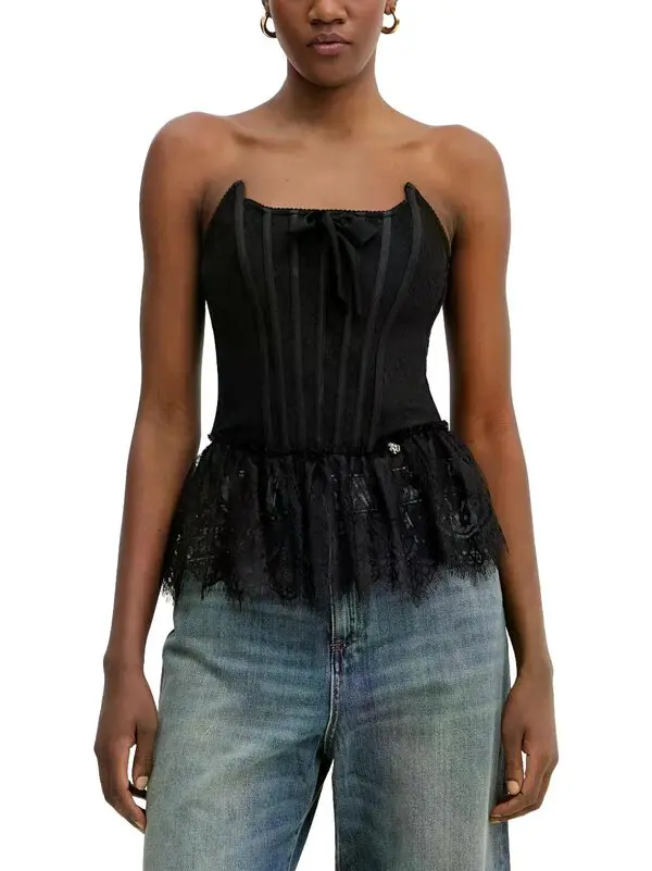 ANIYE BY Era Lace-trim Peplum Top - Black