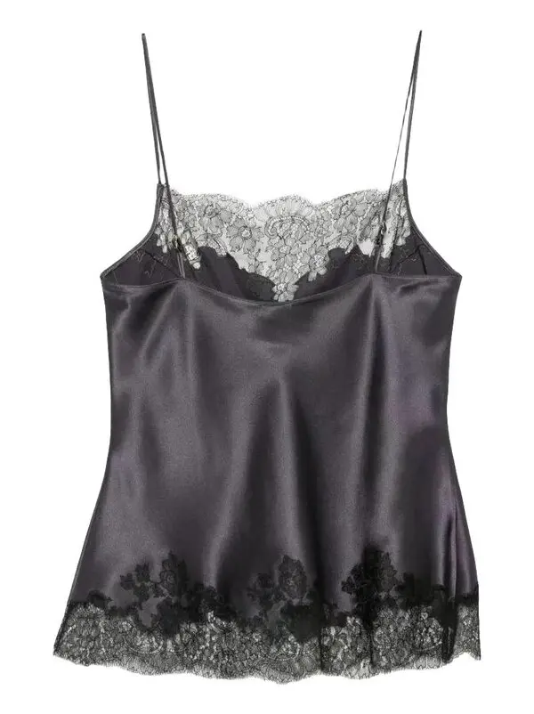 Carine Gilson Lace-trim Silk Camisole - Blue
