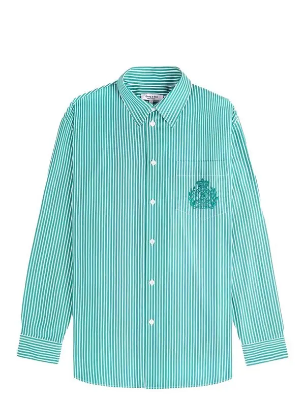SPORTY & RICH Ny Crest Striped Shirt - Green
