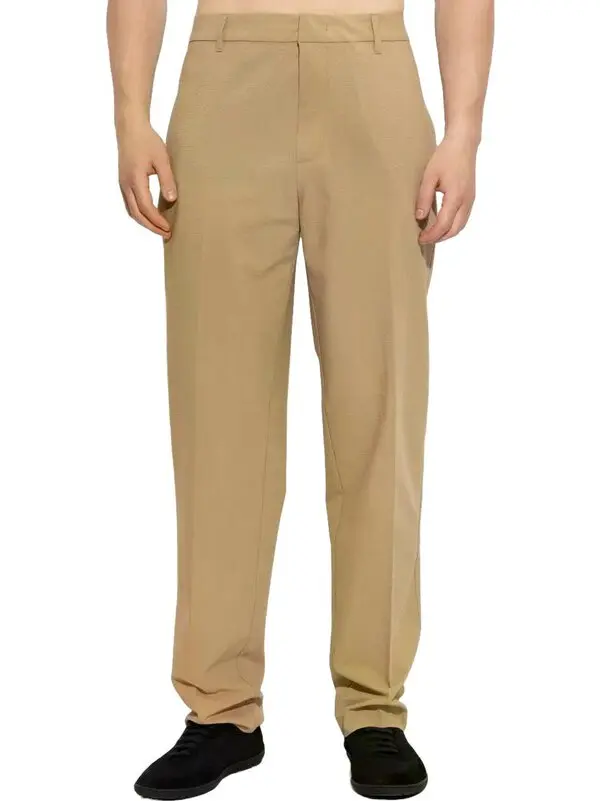 Emporio Armani Creased-finish Trousers - Neutrals