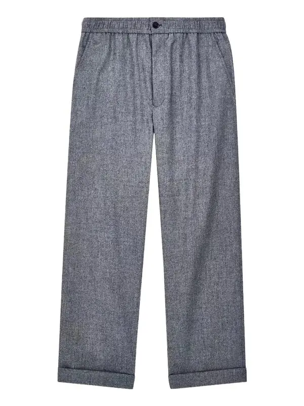 Giorgio Armani Melange Effect Elasticated Waistband Turn-up Trousers - Grey