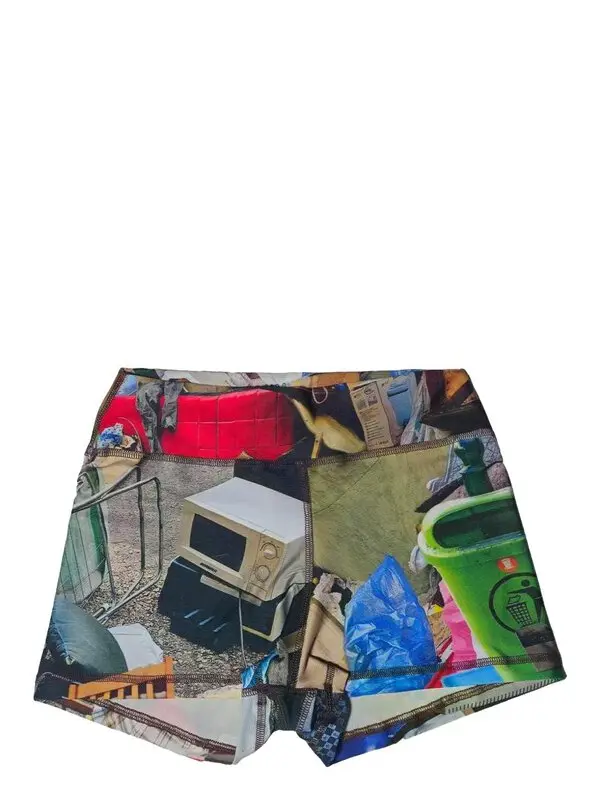 BORBALA Lomtalanitas Graphic-print Shorts - Black
