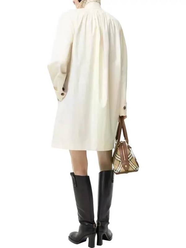 Burberry Mid-length Ruched Gabardine Car Coat - Neutrals