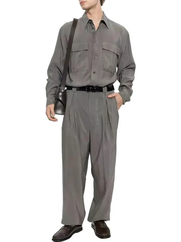 Giorgio Armani Pleated Straight-leg Trousers - Grey