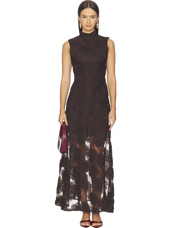 ROTATE BY BIRGER CHRISTENSEN 3d Flower Maxi Dress In Molï¿½ In . Also - Brown