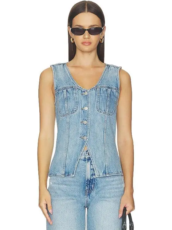 PISTOLA Gia Fitted Vest In . Also - Denim-medium