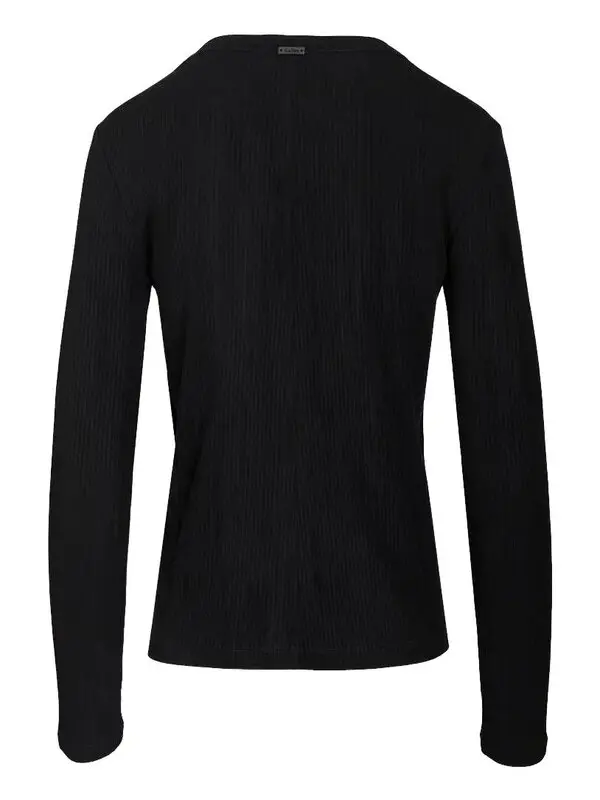 Max Mara Ribbed-knit Long-sleeve T-shirt - Blue