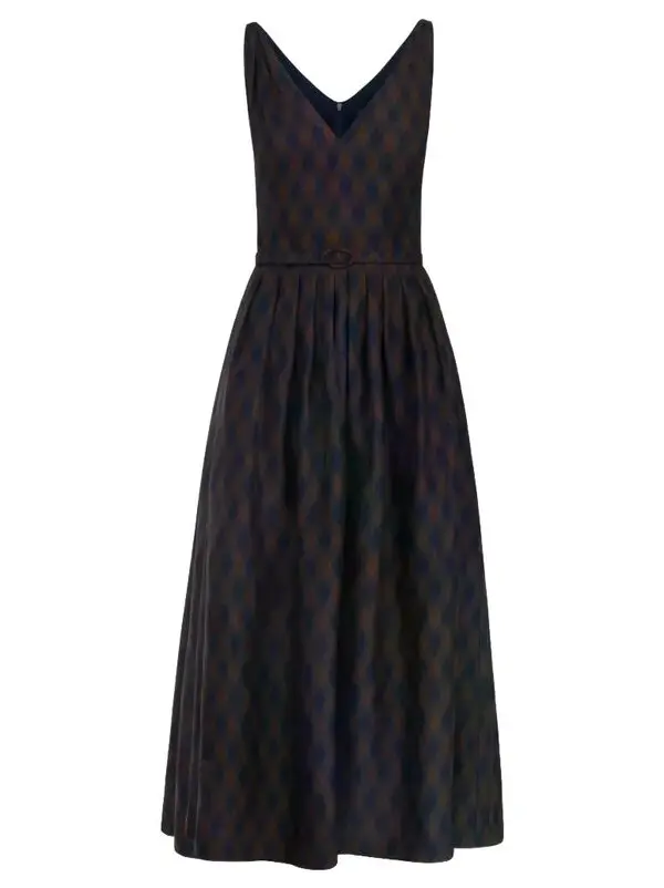 Oscar De La Renta Argyle Silk Twill Midi Dress - Brown
