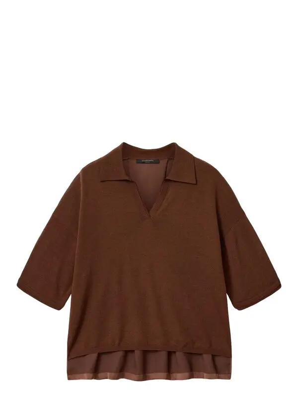ALLSAINTS Wool Bern Polo Shirt - Brown