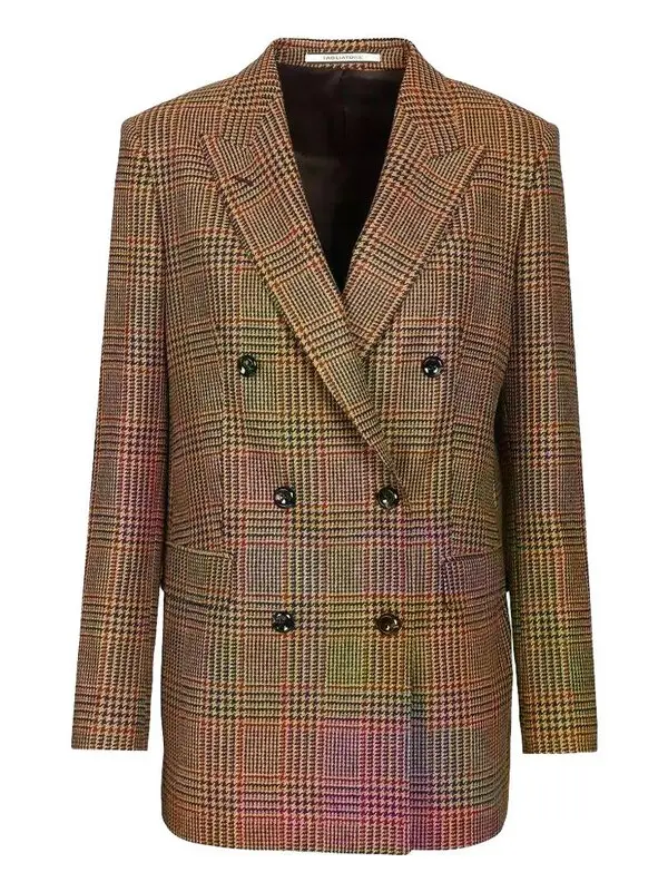 Tagliatore Jasmine Prince Of Wales Double-breasted Jacket - Brown
