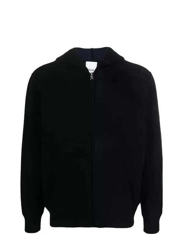 ALLUDE Classic-hood Zip-up Jumper - Black