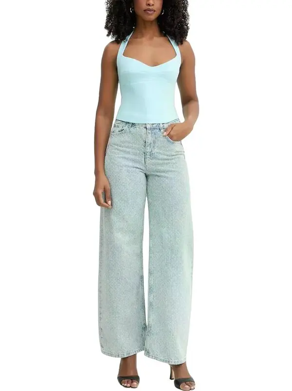 Bardot Deserae Halterneck Corset-style Top - Blue