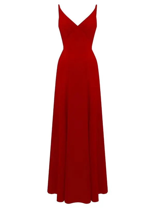 SANCTUMUM Peaches Maxi Dress In Crimson - Red