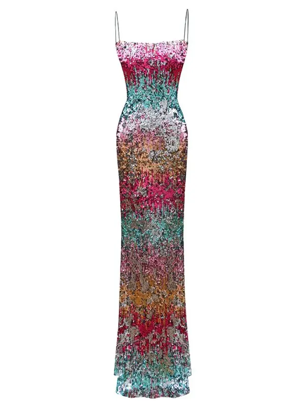 SANCTUMUM Agua De Luna Sequinned Gown - Red