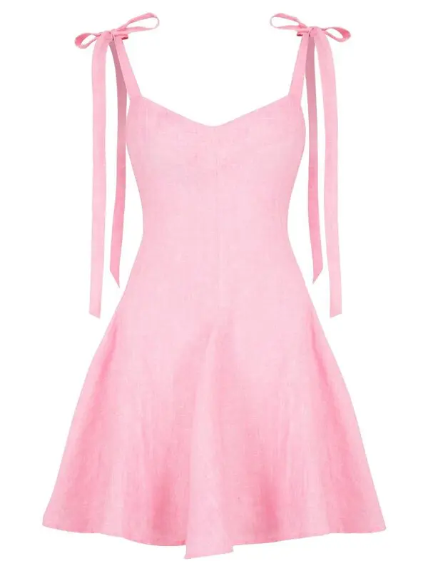 SANCTUMUM Kaya Mini Linen Dress & Purple - Pink