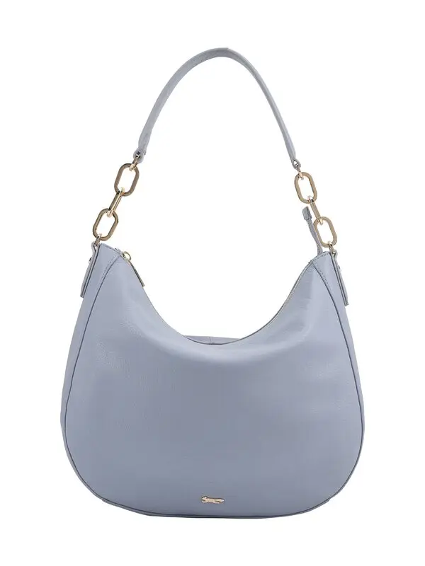 PAUL COSTELLOE Bisbee Leather Shoulder Bag Lead - Blue
