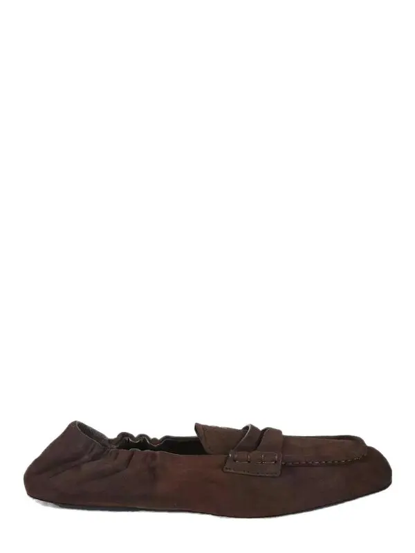 Miu Miu Logo-print Suede Loafers - Brown