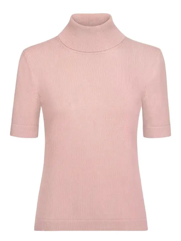 Oscar De La Renta Short-sleeved Knitted Turtleneck T-shirt - Pink