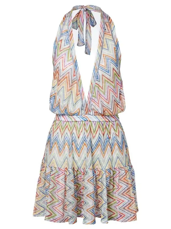 Missoni Zigzag Halterneck Minidress - Multicoloured