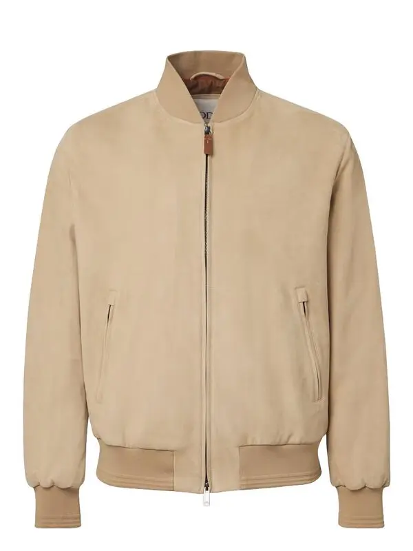 TOD'S Brera Suede Bomber Jacket - Beige
