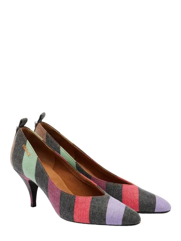 Versace Tina Striped Denim Pumps - Multicoloured