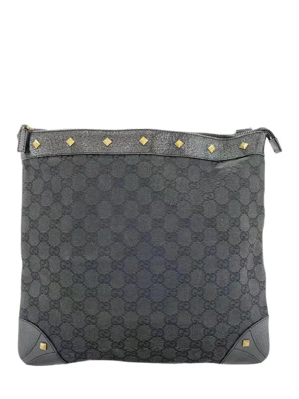 Gucci 2010s Gg Supreme Studded Shoulder Bag - Black