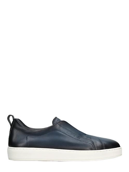 Santoni Victory Unlined Leather Trainers - Blue