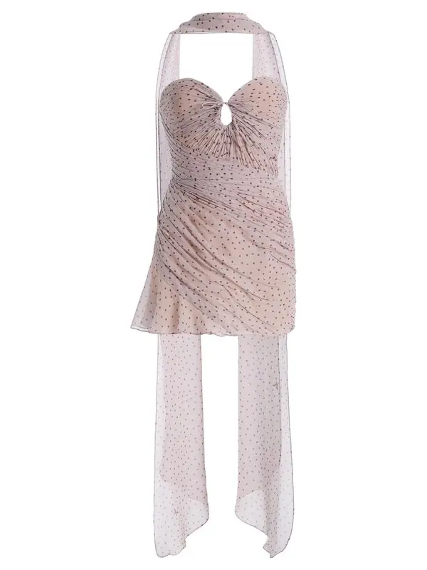 HARITHAND Gia Silk Georgette Draped Mini Dress - Purple