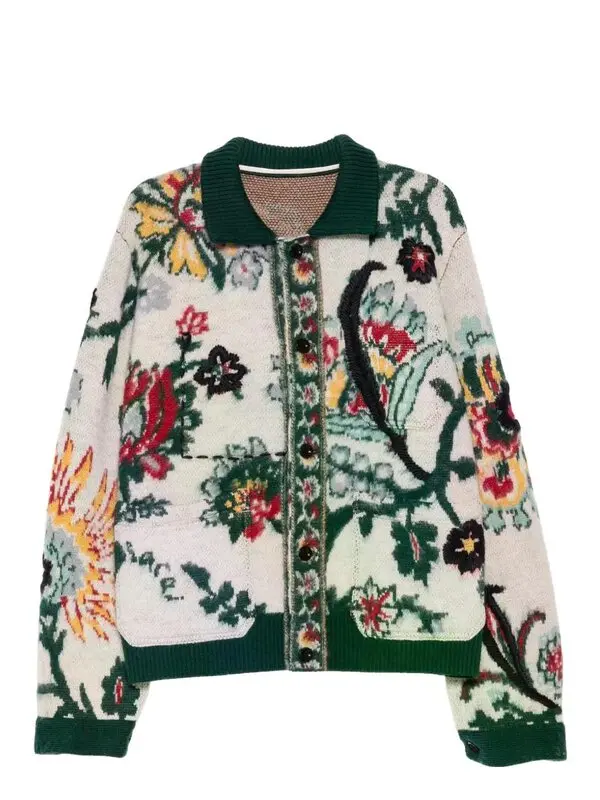Sacai Wool Jacquarded Cardigan - Neutrals