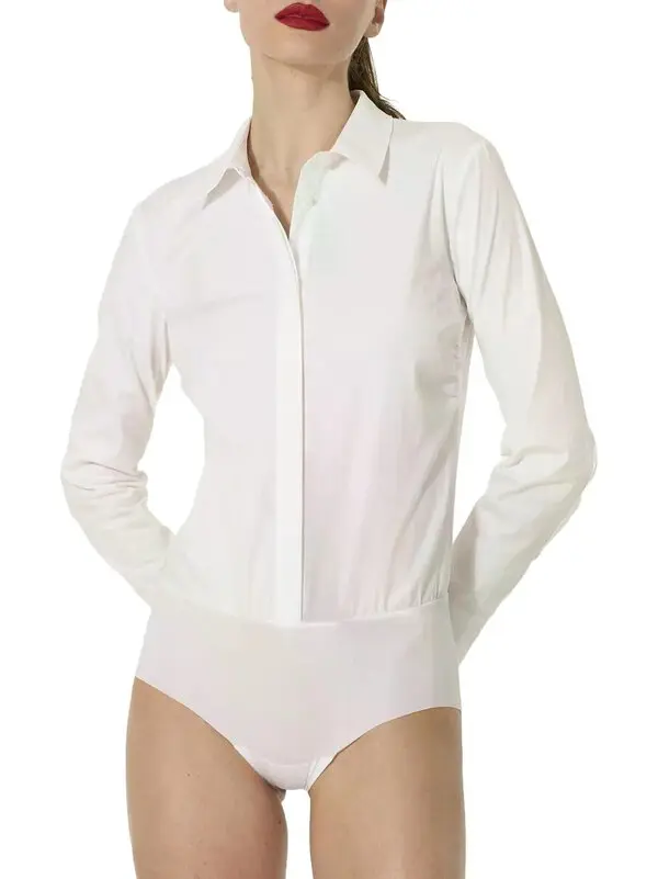 Wolford Cotton-poplin Collared Bodysuit - White