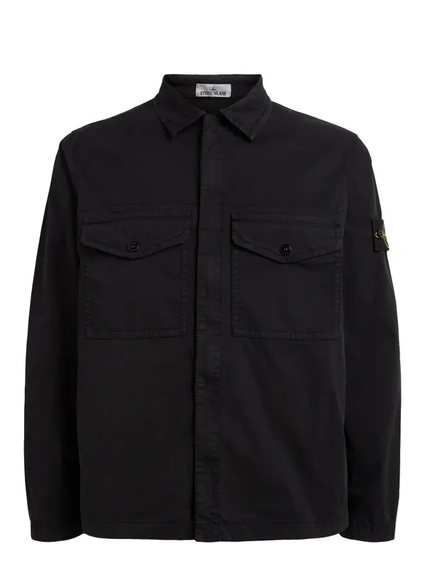 Stone Island Stretch-cotton Compass Overshirt - Black