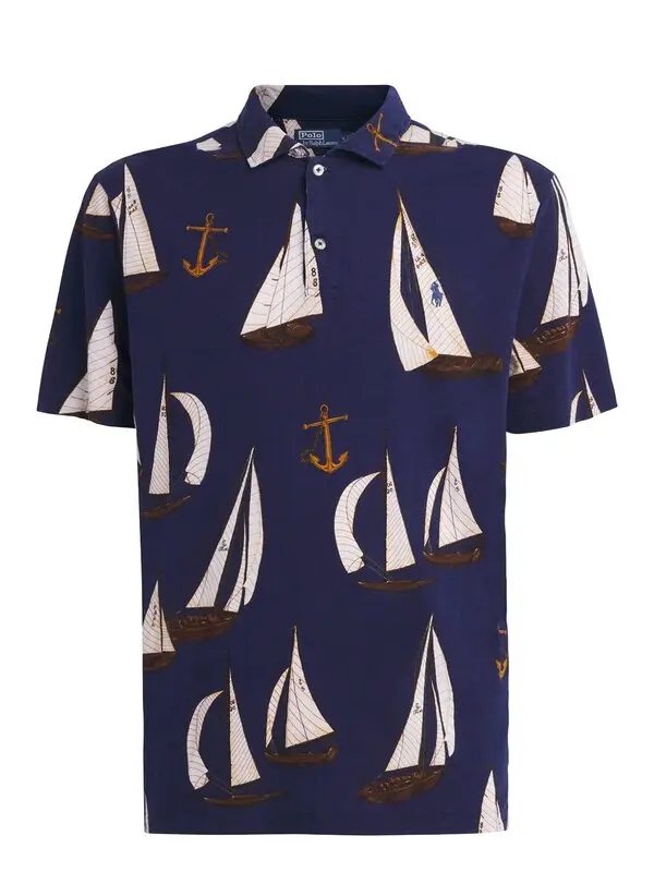 Polo Ralph Lauren Linen-cotton Sailboat Polo Shirt - Blue