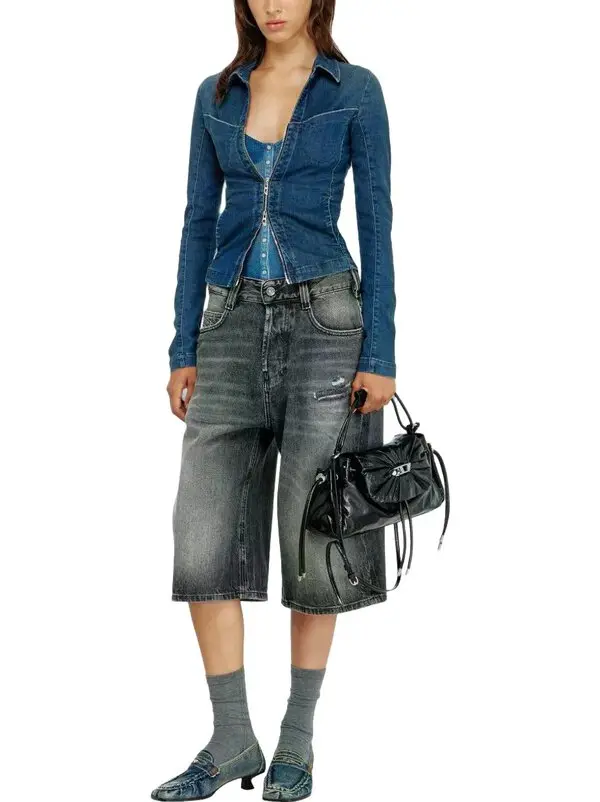 DIESEL® Full-zip Shirt In Denim - Blue
