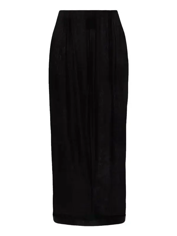 Wardrobe.NYC Ruched Midi Skirt - Black